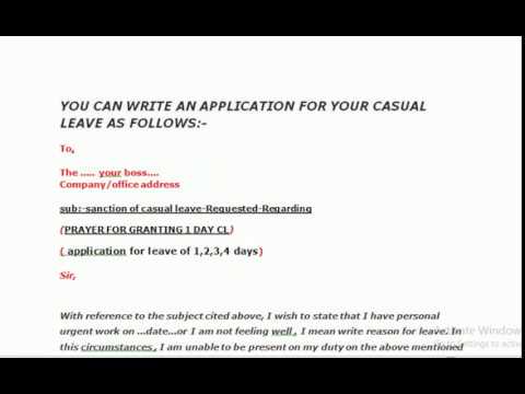 How to write Application letter for Casual leave in professional way?