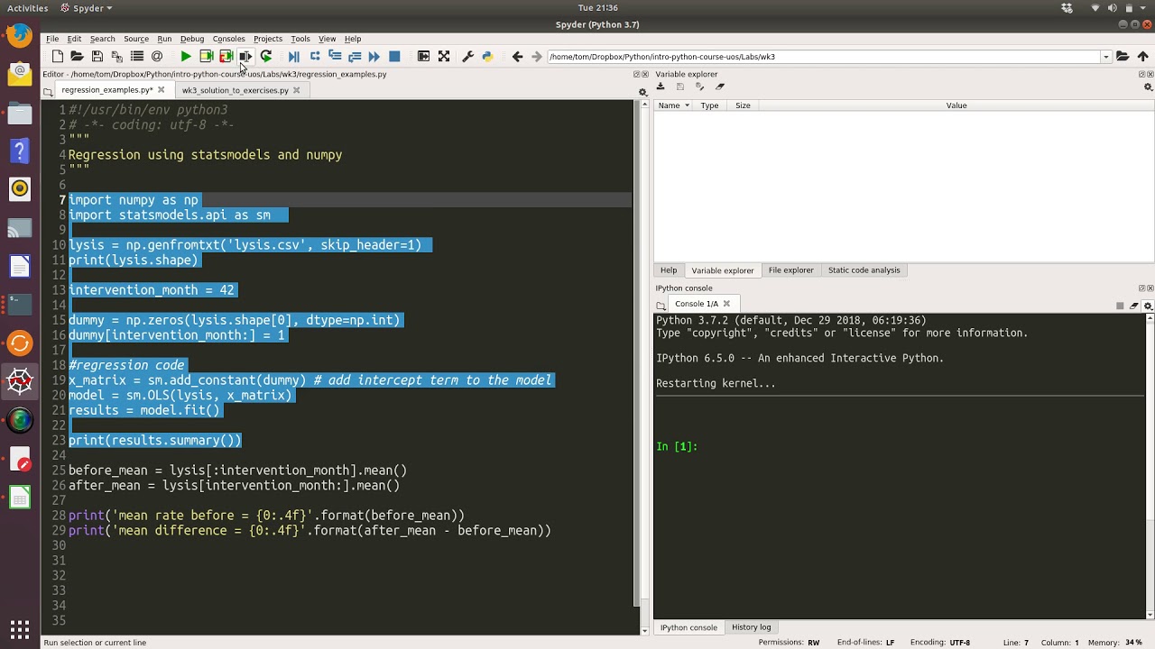 Week 3: Regression example using statsmodels and numpy