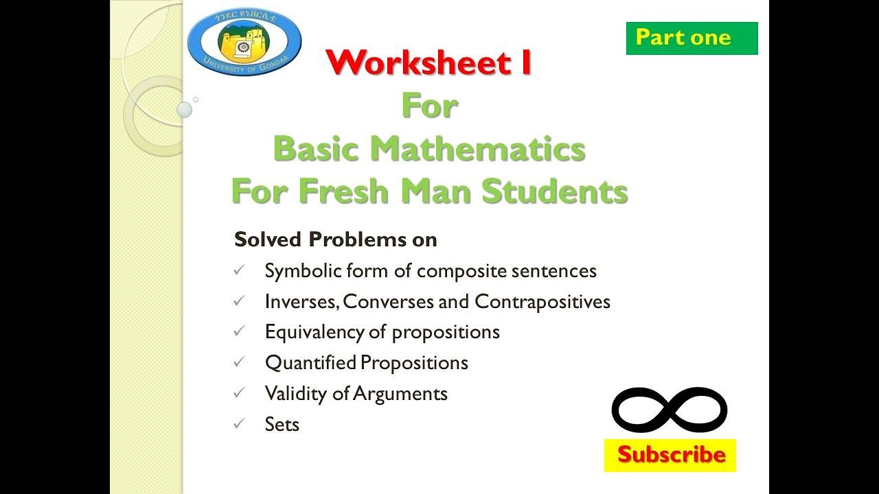 Basic Mathematics (Math-1011) Solved problems for Worksheet 1.