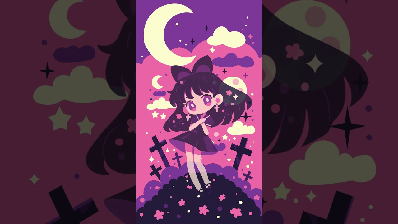 Cute Pastel Vampire Goth Girl in Kawaii Graveyard | Pastel Goth Animation with Lofi Music