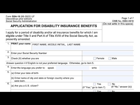 Form SSA 16 Walkthrough (Application for Social Security Disability Benefits)