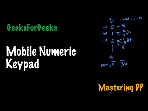 Mobile Numeric Keypad | GeeksForGeeks | Mastering DP | Dynamic Programming Medium