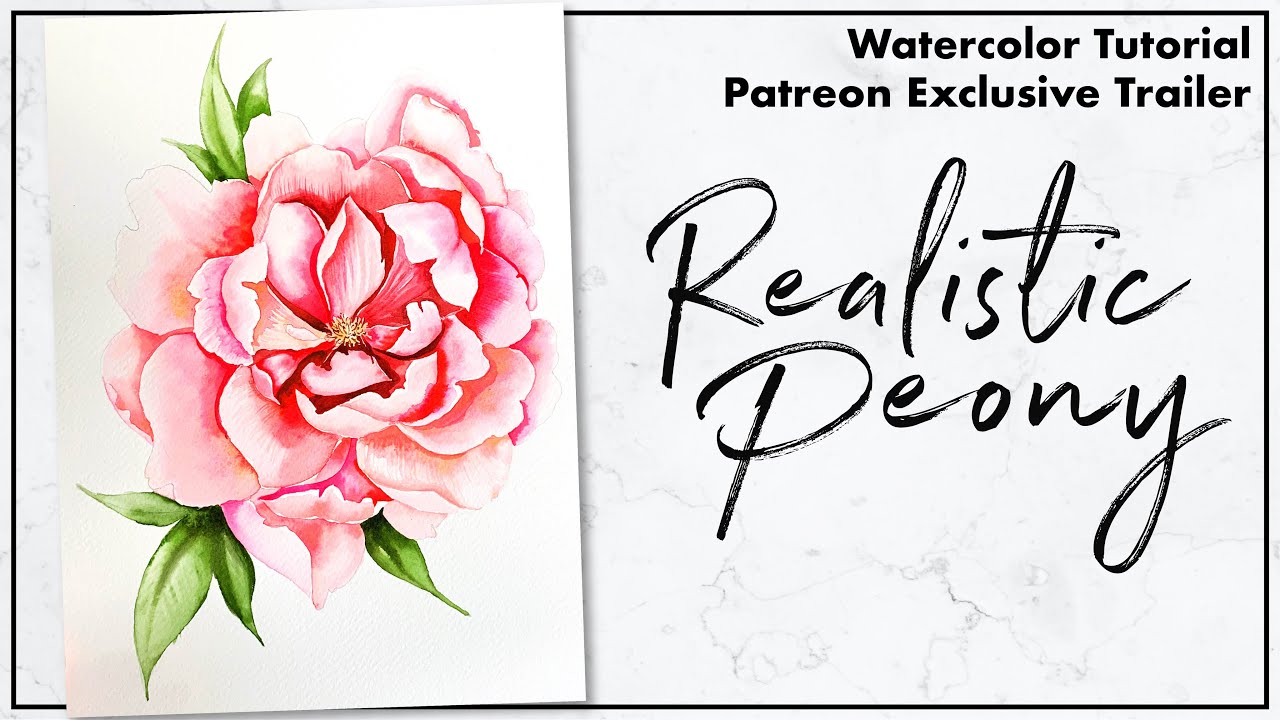Realistic Watercolor Peony Tutorial! (Patreon Exclusive Trailer)