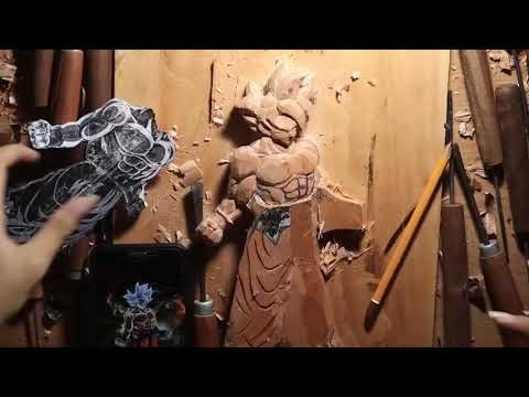 Sculpture Goku Glowing en bois Dragon Ball