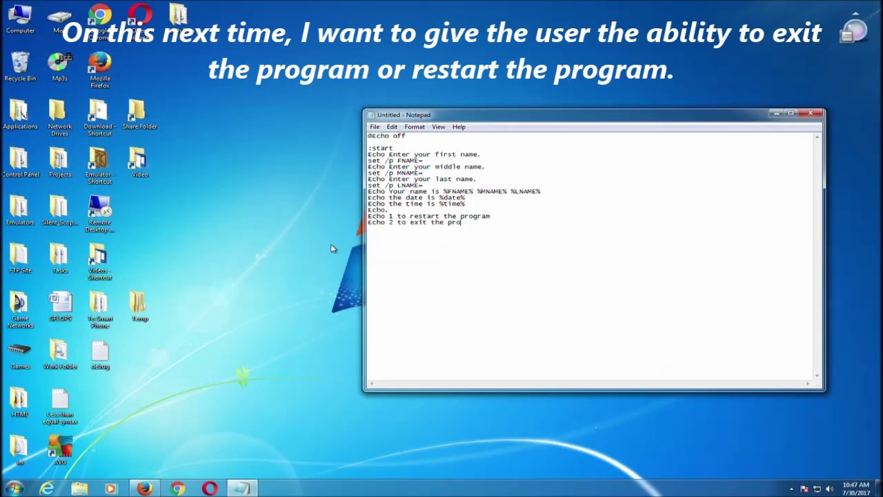 Batch Programming Inputs and Outputs