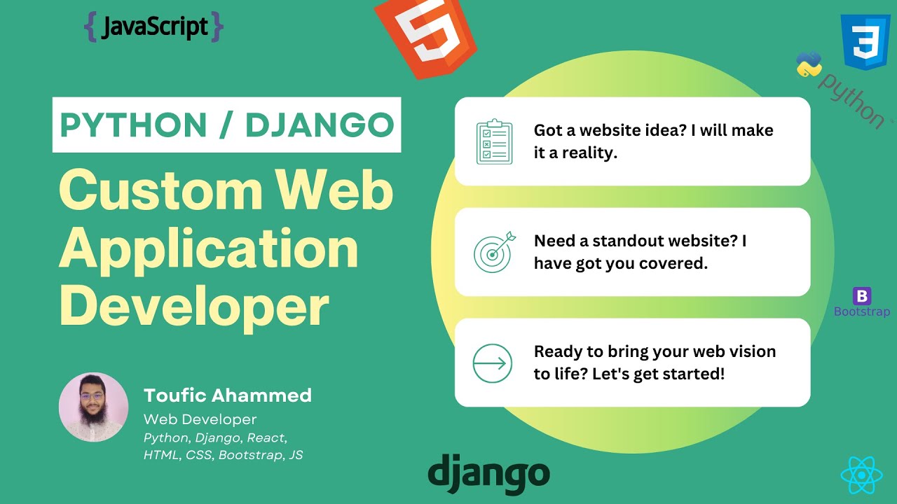 Python Django Programmer, Web designer and developer, Full Stack | Toufic Ahammed