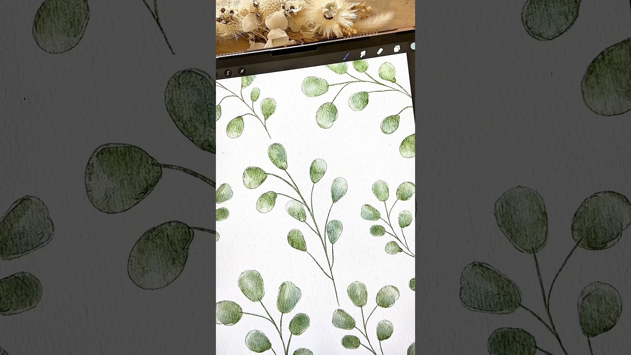 How to draw eucalyptus leaves on procreate digital watercolor #procreate #digitalart #art #drawing