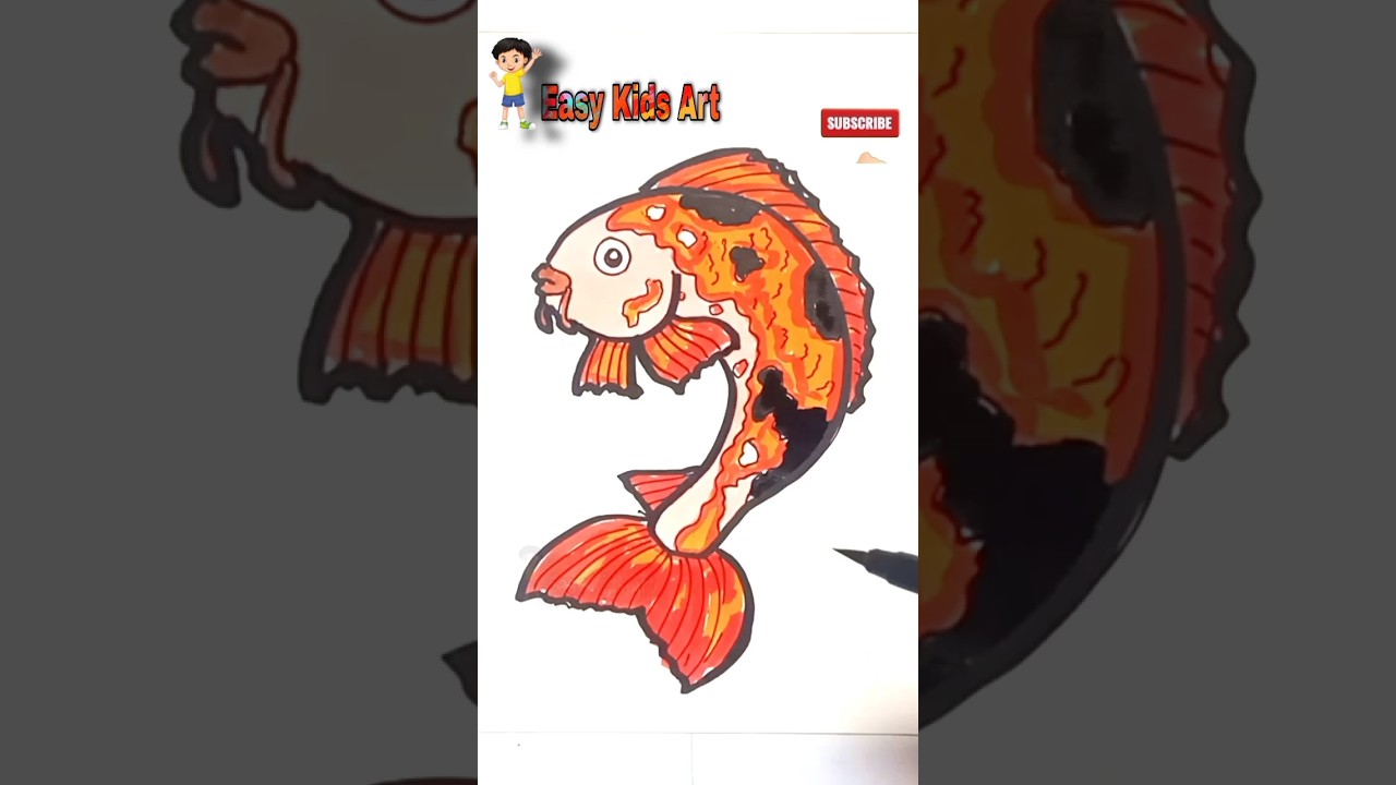 Koi Fish Drawing and Coloring  #shorts #viral #youtubeshorts #shortsfeed #shortvideo