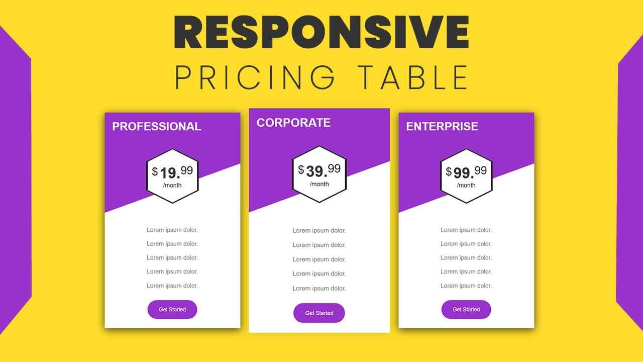Responsive Pricing Table Design | Bootstrap Pricing Table