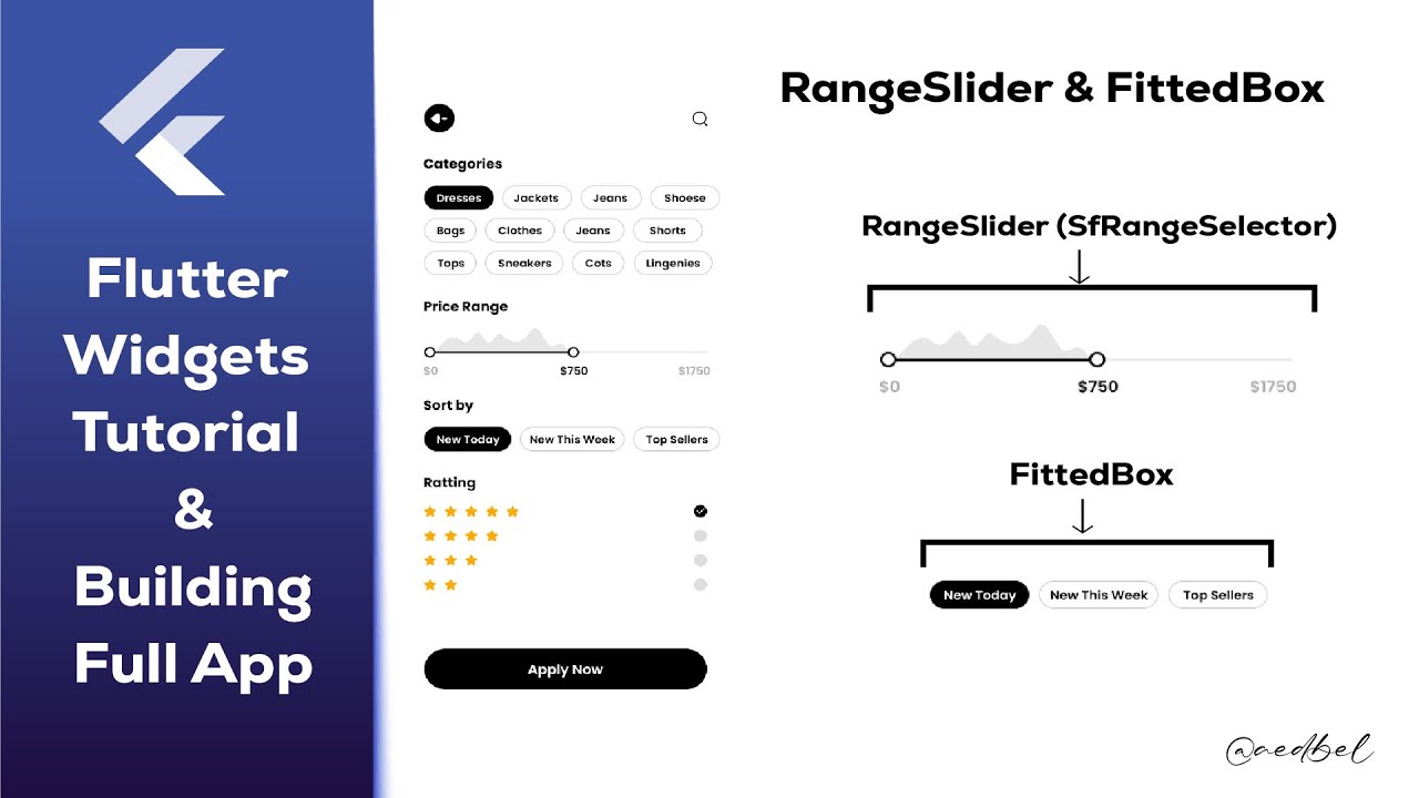 Flutter RangeSlider & FittedBox Widgets - Building Full App - Tutorial for Beginners -