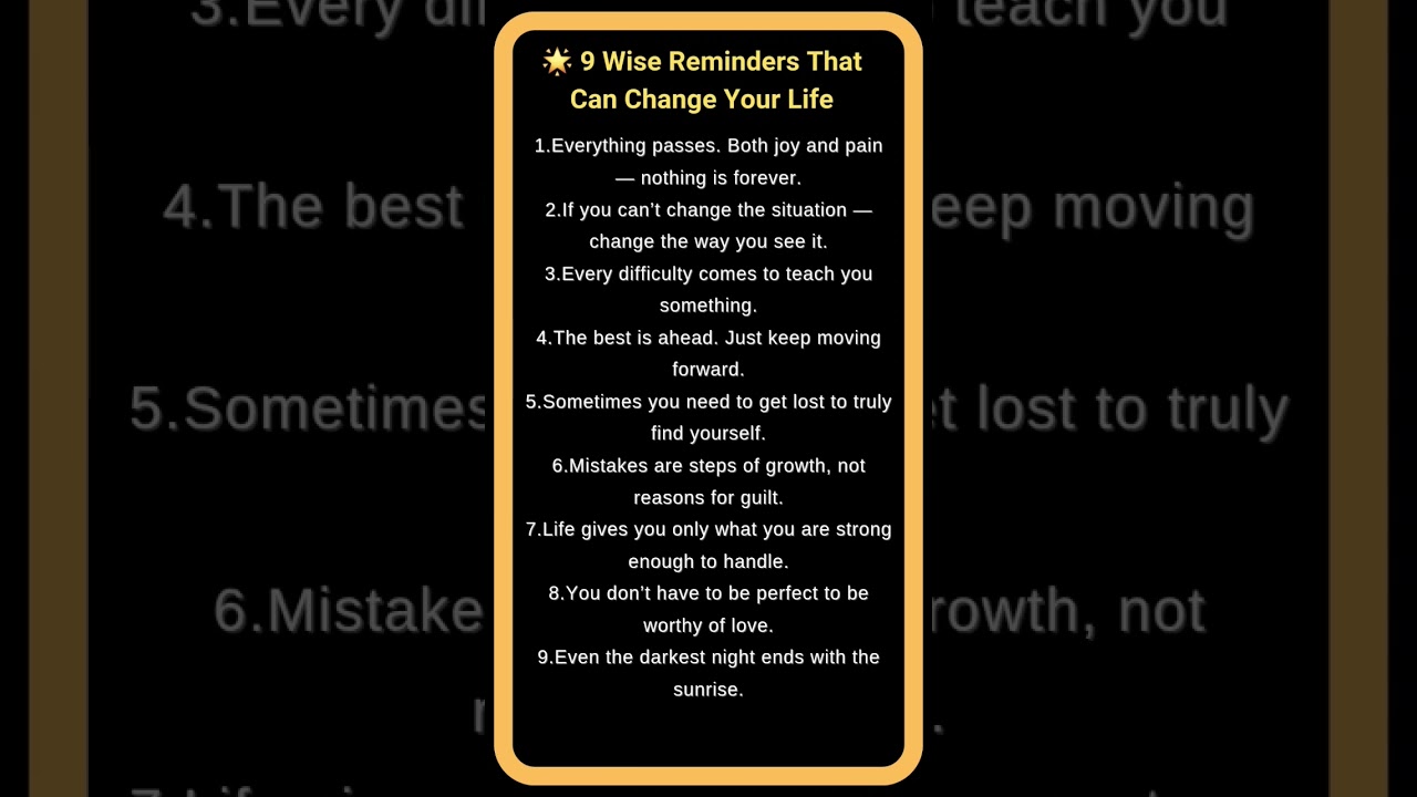 🌟 9 Wise Reminders That Can Change Your Life
