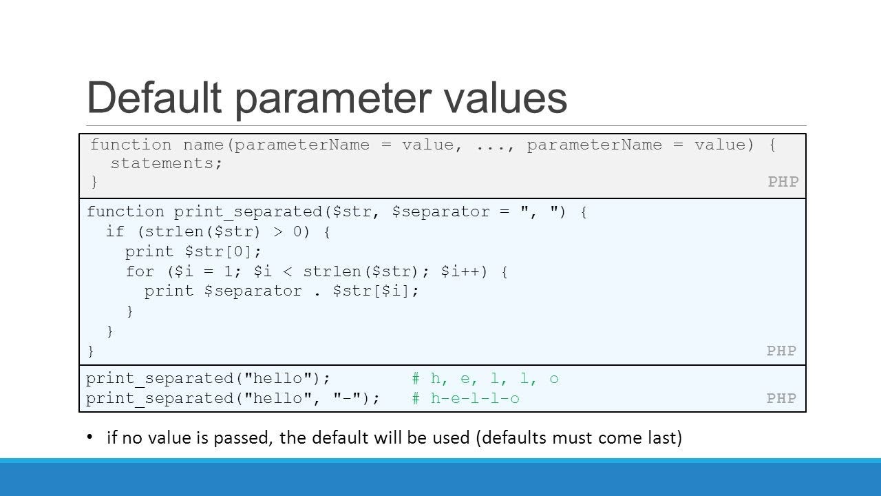 PHP-Setting Default Values for Function Parameters