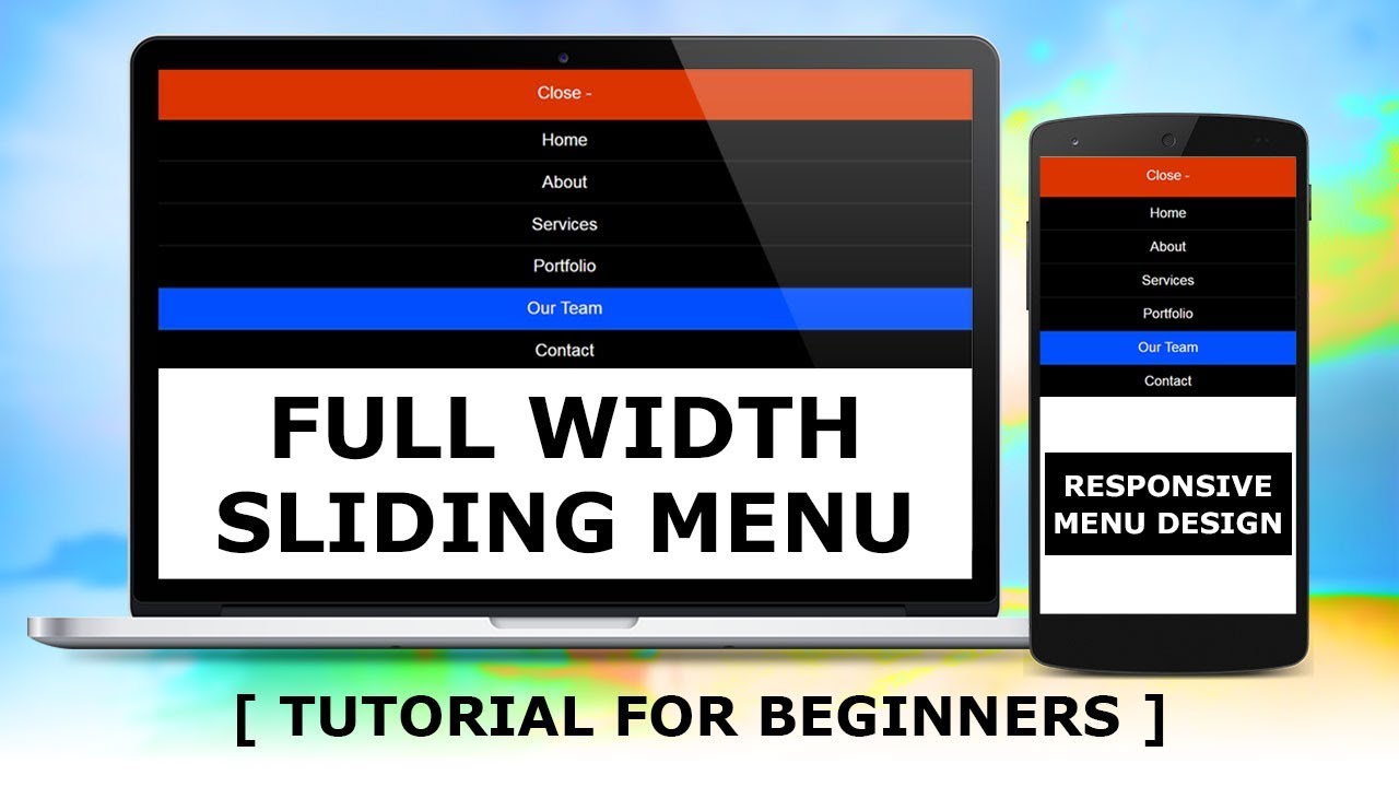 Full width Responsive Sliding Menu - Sliding Navigation On Click Using Html, CSS And Javascript