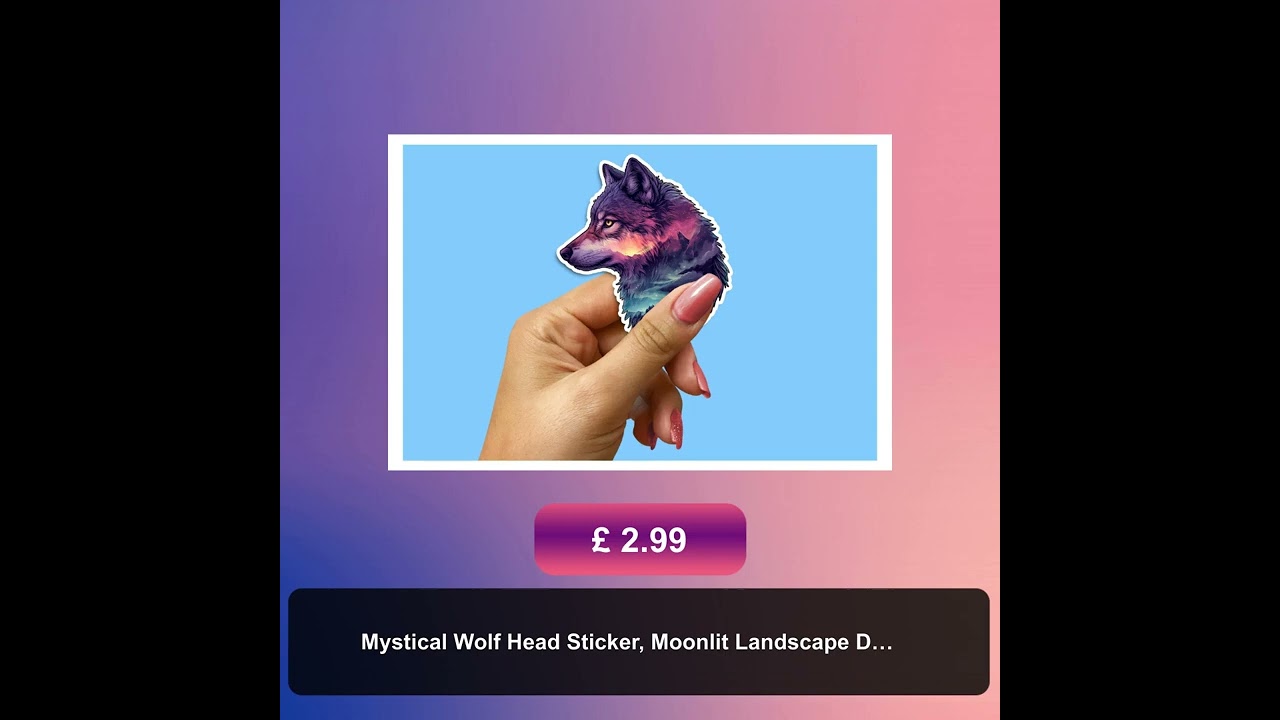 Mystical Wolf Head Sticker, Moonlit Landscape Decal, Decorative Nature-Inspired Accessory, Unique...