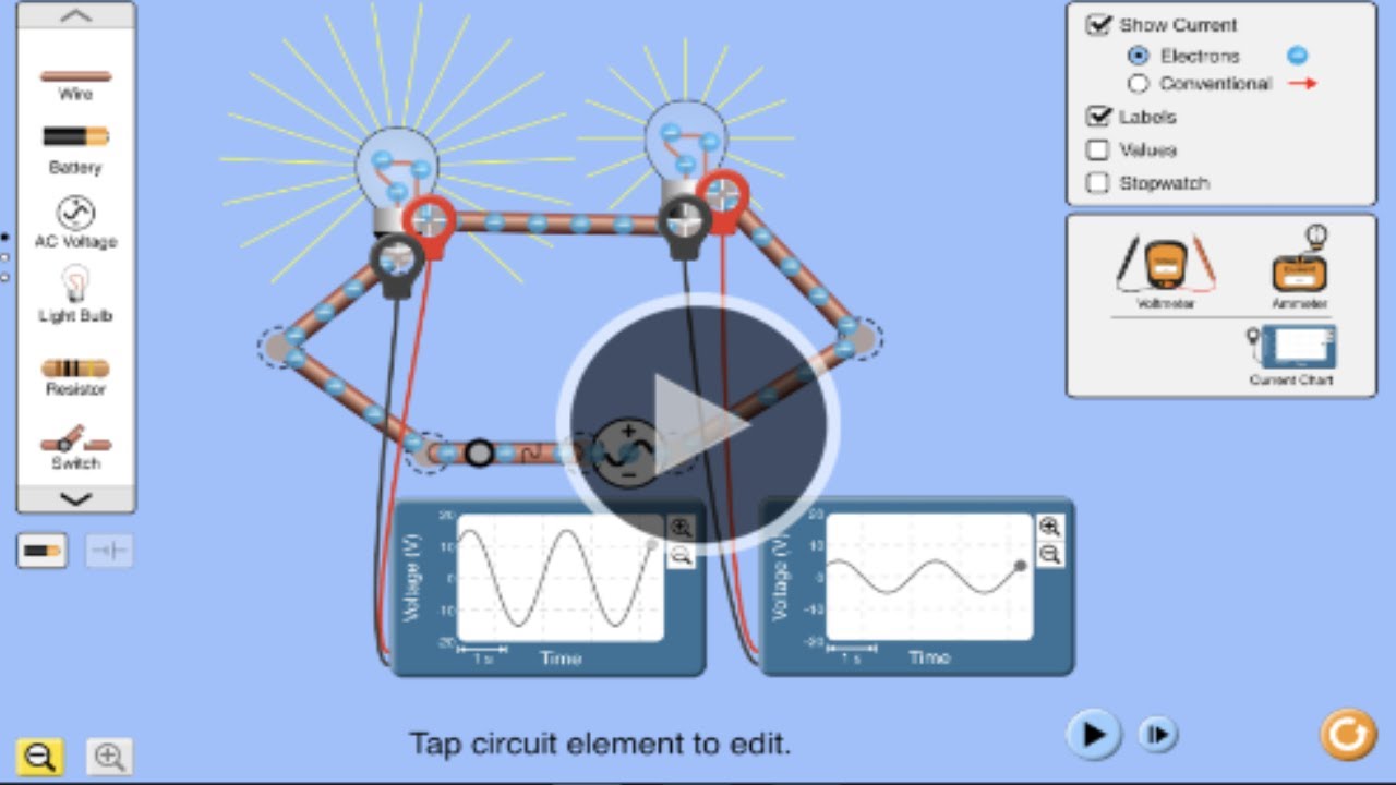 Virtual Simulation Circuit Construction Kit AC | Interactive Science Experiment