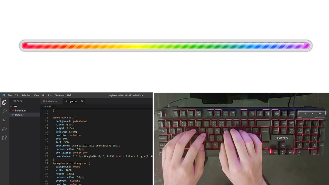 ASMR Programming - CSS RAINBOW PROGRESS BAR | HTML & CSS - No Talking