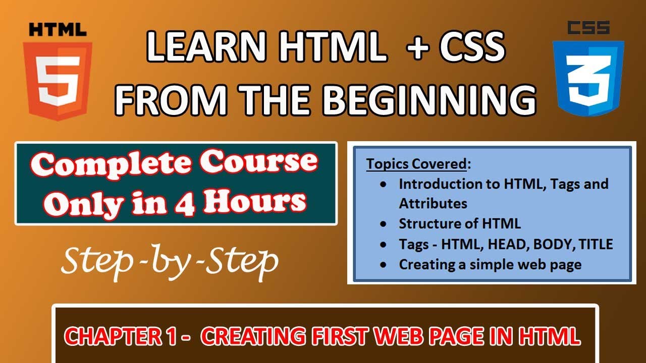 HTML Tutorial for beginners in Hindi | HTML full course only in 4 hours | HTML and CSS for beginners