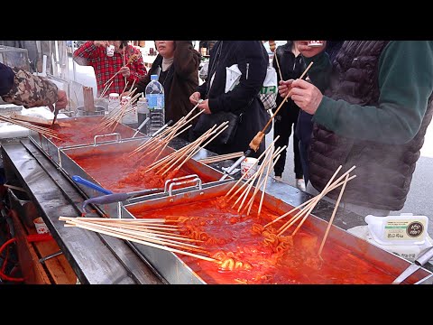 기절오뎅 Super Spicy! Very Popular Spicy Fish Cake Skewers at the 5-Day Market - Korean street food