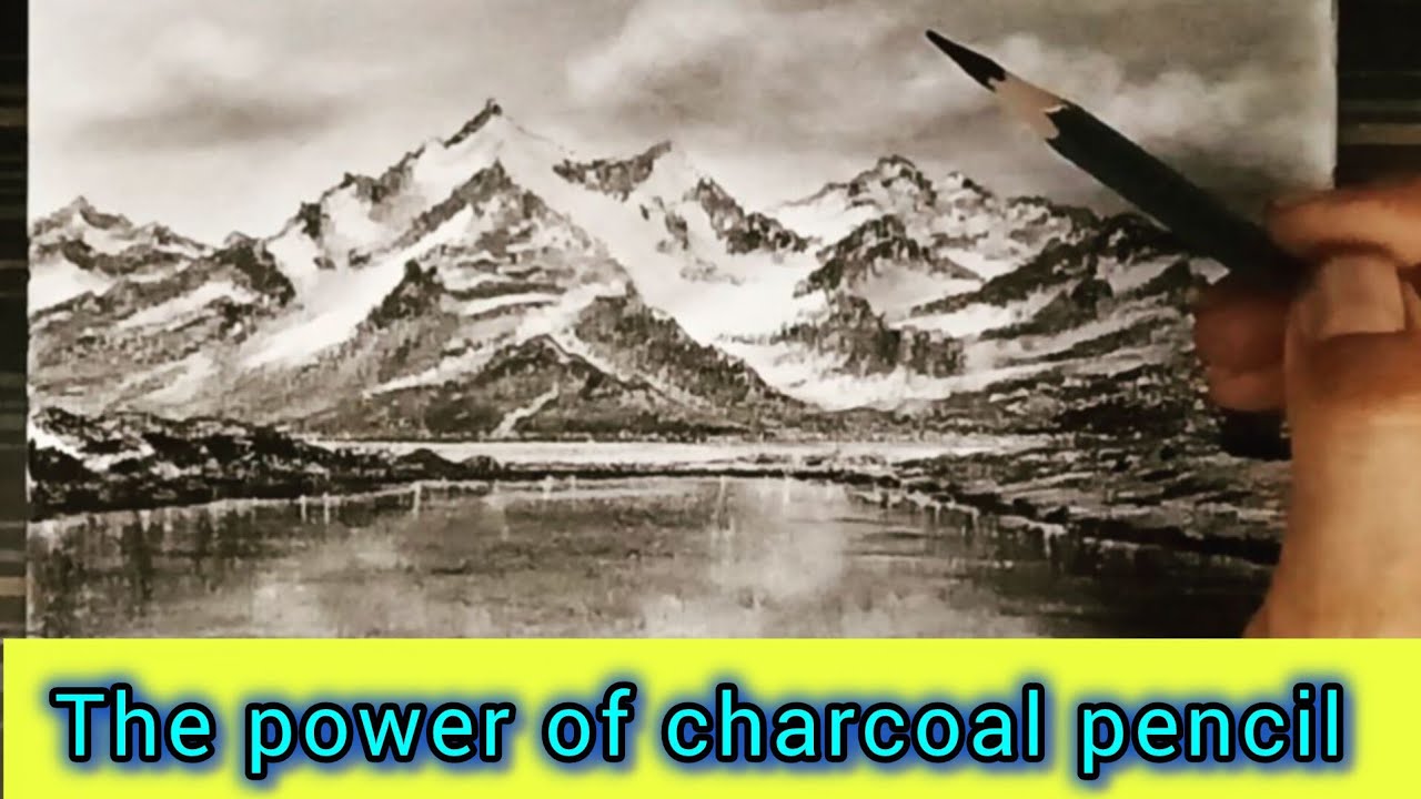 Step by step pencil drawing of the Himalayan and water reflections.