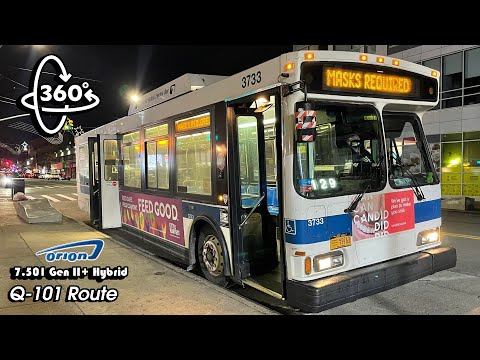 [360° Video] MTA Bus: Orion VII 3733 on the Q101 to 2nd Avenue Ride-Along
