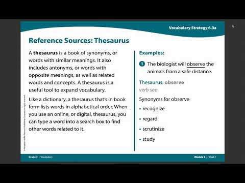 3rd Grade ELA 6.1.3 Reference Sources Thesaurus