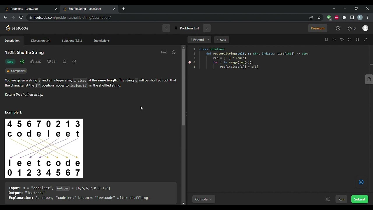 Shuffle String   LeetCode  #ad #leetcode #coding