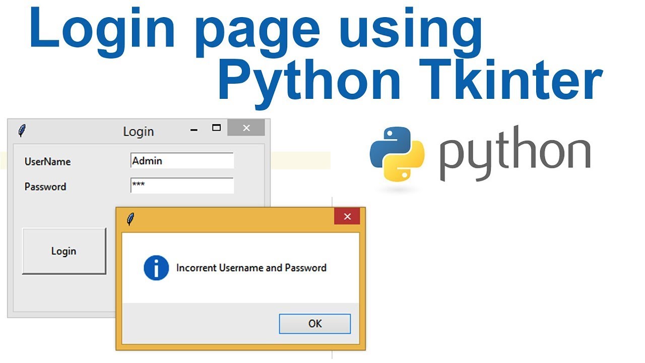 Login page creation  using python Tkinter/simple GUI project /login form creation