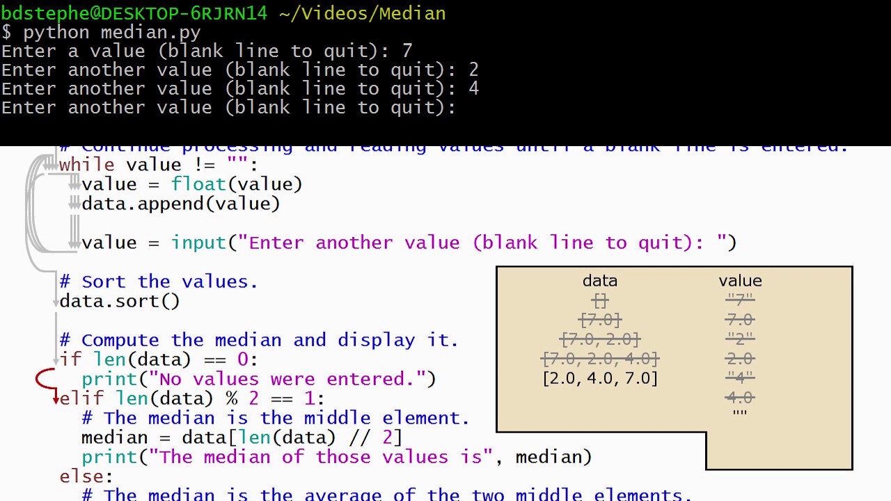 Python Programming Tutorial: Median.py