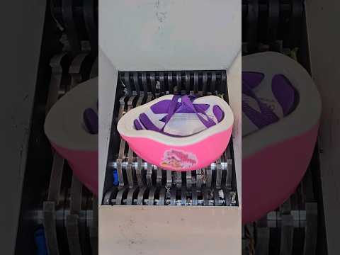 Crazy how fast this shredding machine devoured these helmets! #shreddingmachine #satisfying #toys