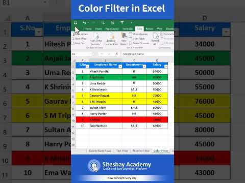 Colour Filter in Excel