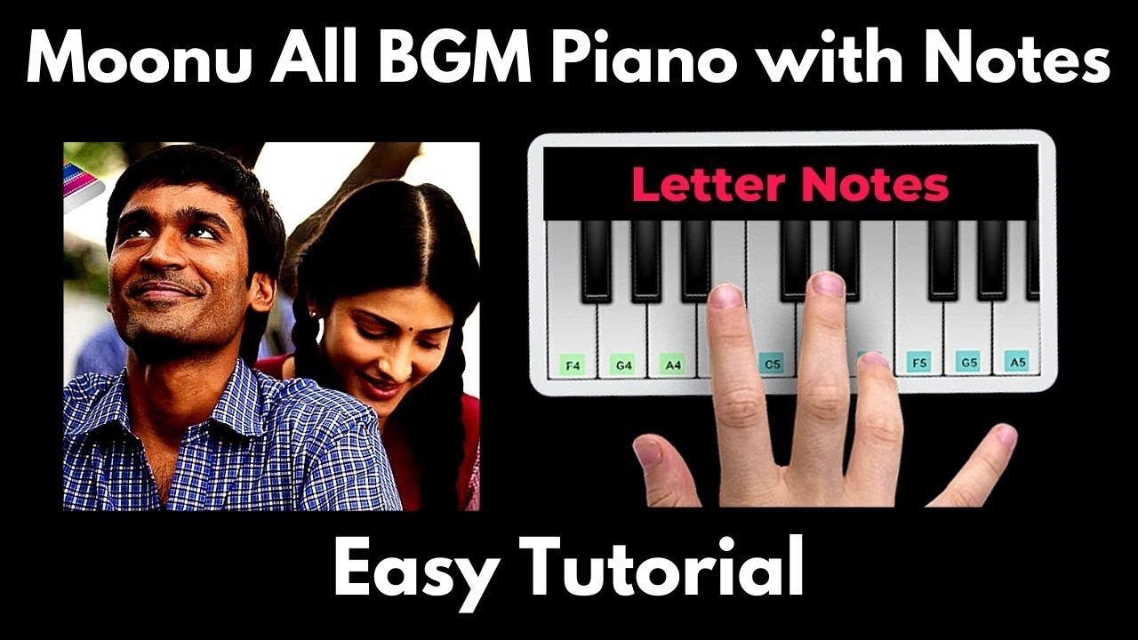 Moonu(3) all BGM Piano Tutorial with Notes | Anirudh | dhanush | Perfect Piano | 2020