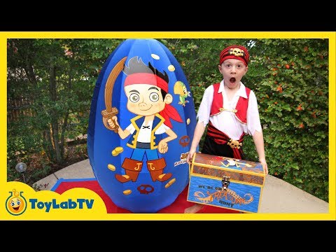 Giant Egg Surprise Opening! Jake and the Neverland Toys & Animal Planet Sharks Kids Video