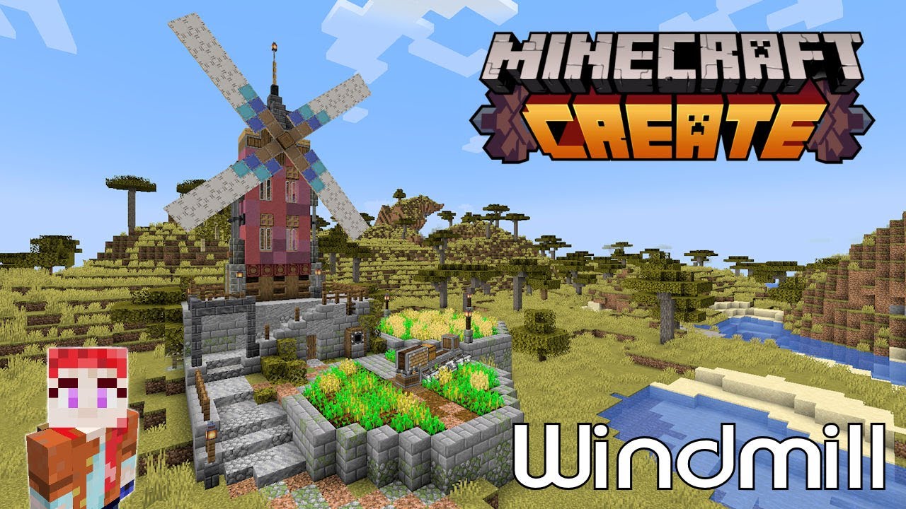 Minecraft Create Mod Tutorial: How to Make a Windmill. From Wheat to Flour. Part 1 The Mechanics.