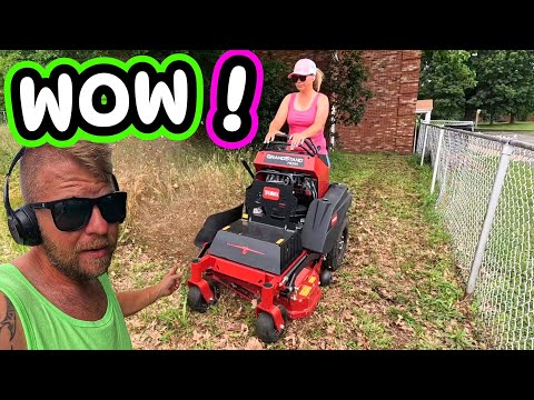 Taming an Overgrown Lawn with One of the Smallest Stand-On Mowers!
