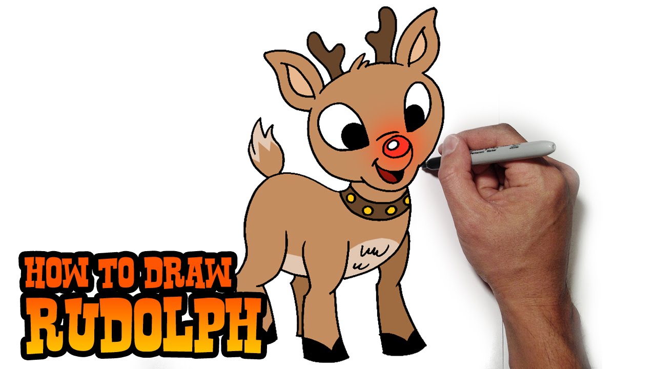 How to Draw Rudolph the Red Nosed Reindeer- Easy Art Lesson