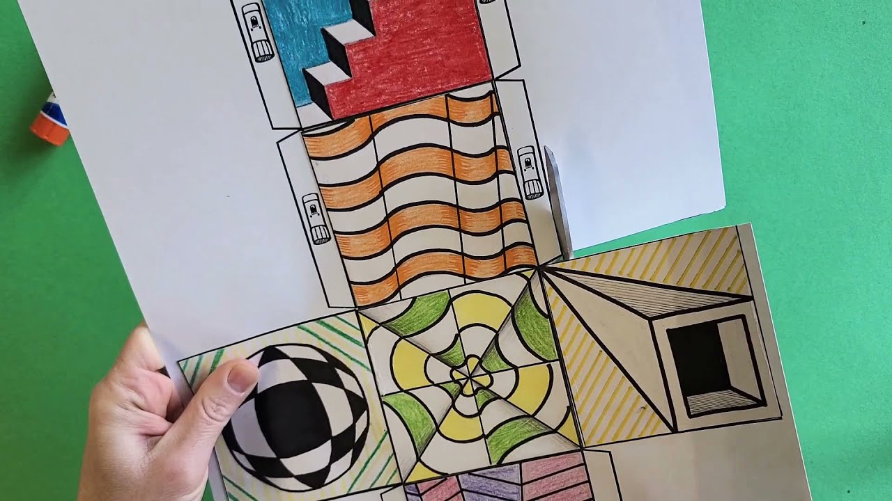 Assembling Op Art Cube Template