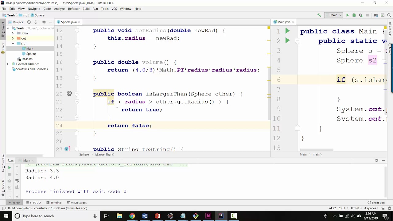Set 4 - Sphere object solution