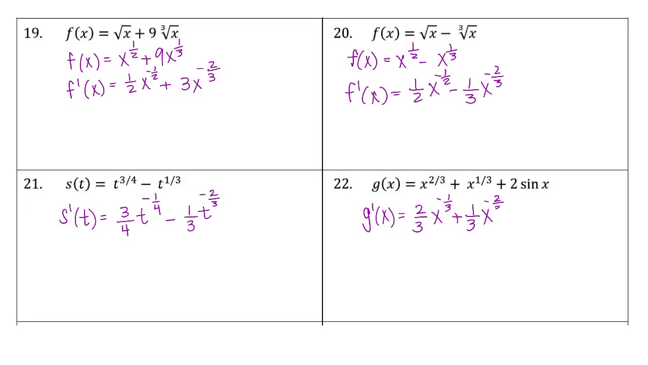 Basic derivative homework solutions