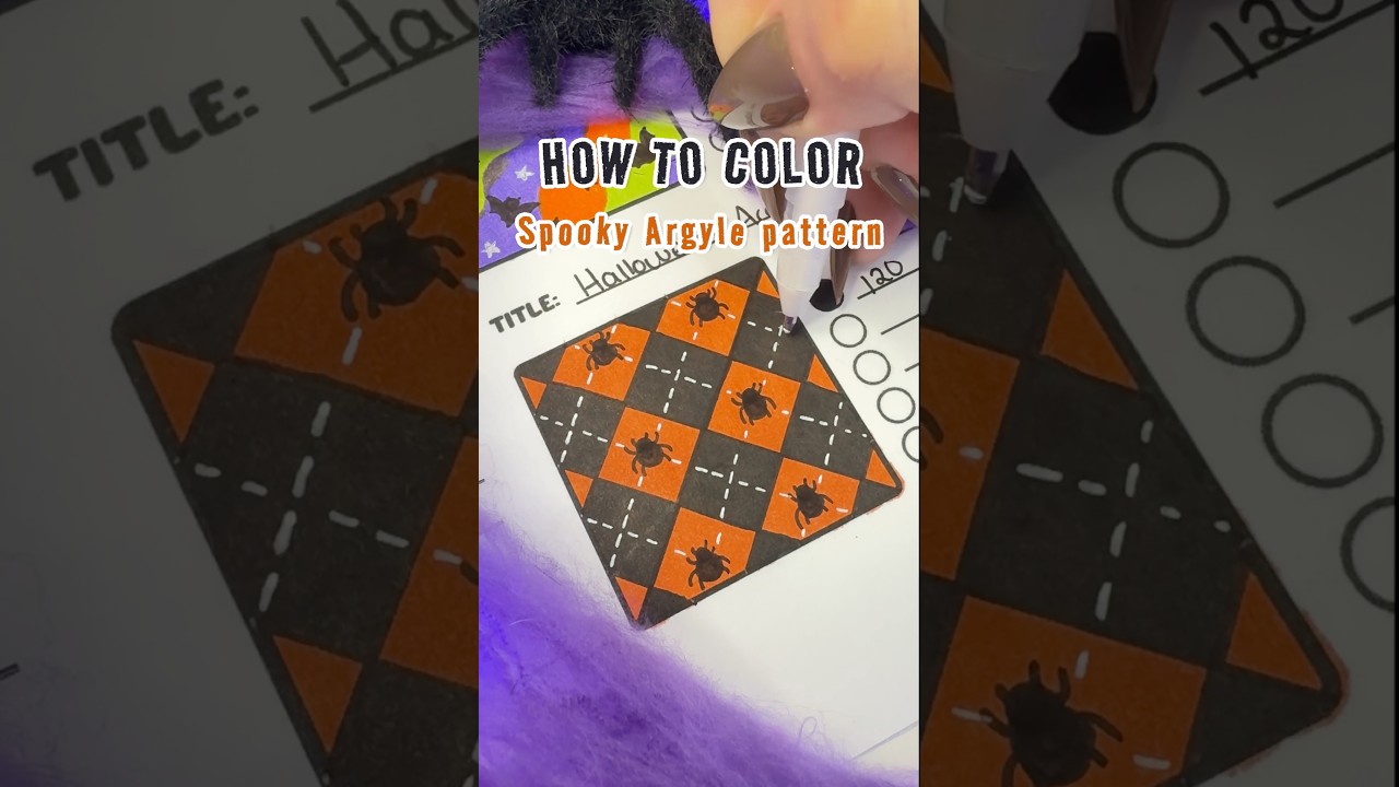 How to color a Spooky Argyle pattern for your next Halloween coloring page 👻 #coloringtutorial