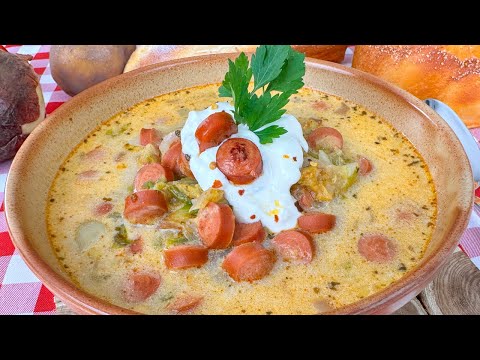 Frankfurter soup with savoy cabbage