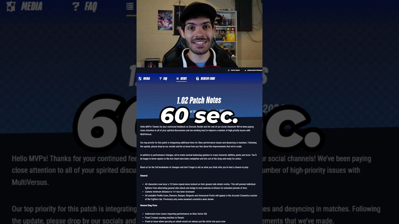MultiVersus - 1.02 Patch Notes in 60 Seconds!