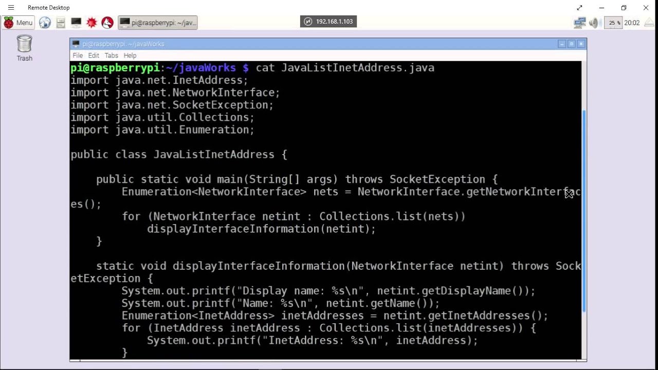 Java code to listing Network Interface Addresses, run on Raspberry Pi/Raspbian Jessie