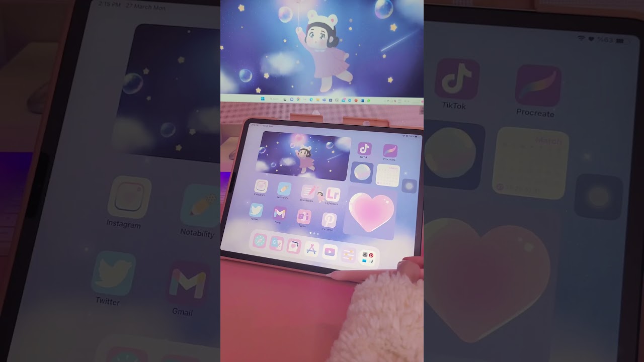 iPad homescreen level up ⬆️⭐️💗 #cute #wallpaper #aesthetic
