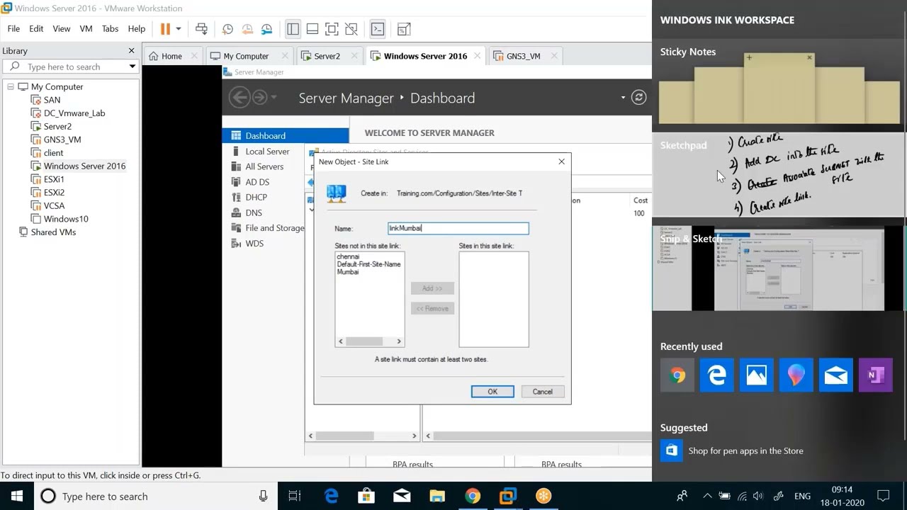 Part 19 : Lab Active Directory Sites, Subnets and Site links - Windows Server Admin Complete Course