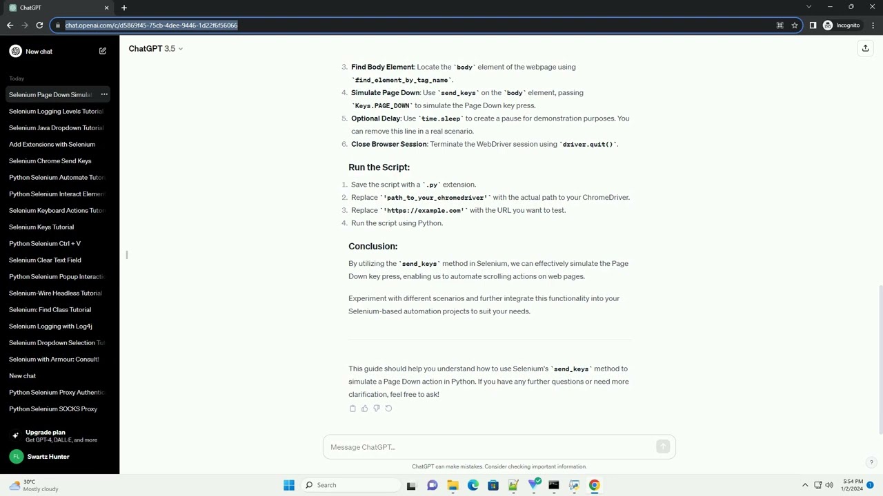 selenium send keys page down python