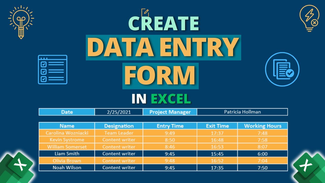 How to Create Data Entry Form in Excel