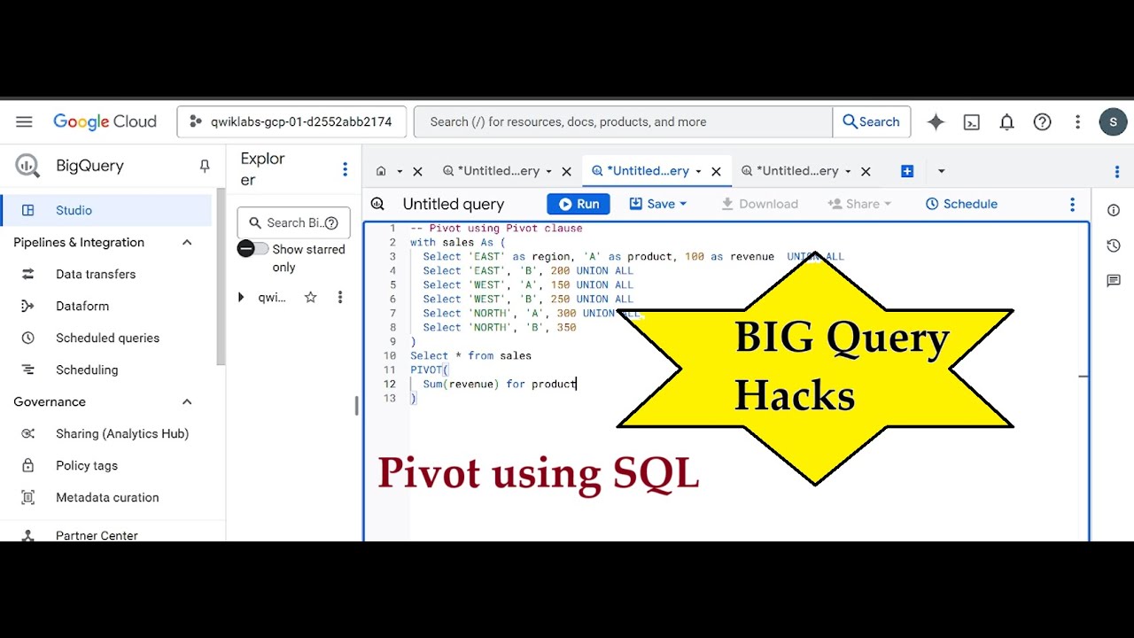 BigQuery Hack 1: Instant Pivot Tables with SQL