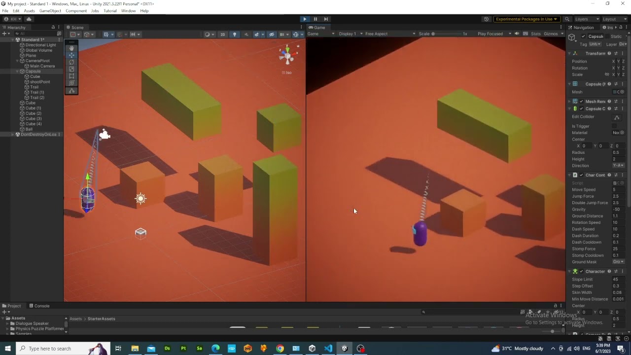 1-day prototype 3d isometric platformer character controller unity
