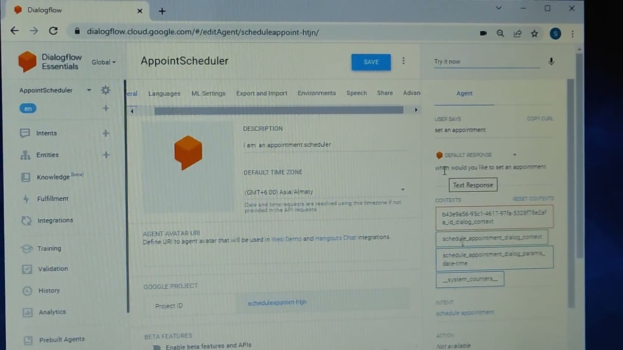 CHATBOT TUTORIAL  - 1 | APPOINTMENT SCHEDULER | GOOGLE DIALOGFLOW